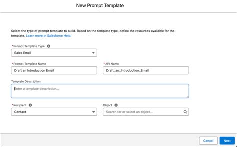 add record merge fields to a sales email prompt template