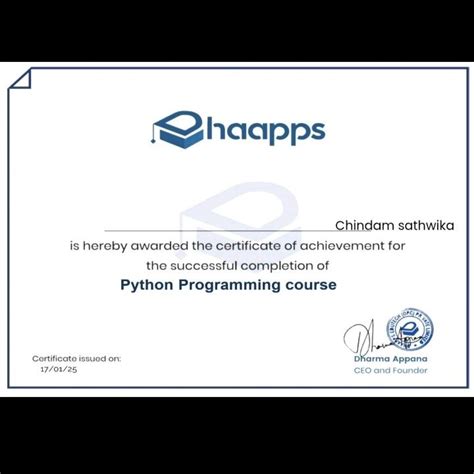 Chindam Sathwika On Linkedin Dhaapps Python Internship Course