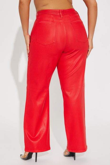Are You In Coated Straight Leg Pant Red Fashion Nova