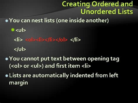 Html Basics Ordered Unordered Lists Lists 3 Types