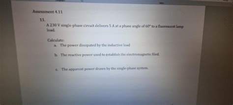 A V Single Phase Circuit Delivers A At A Chegg