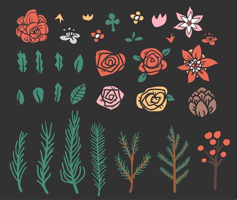 Flower And Leaf Set 506699 Vector Art At Vecteezy