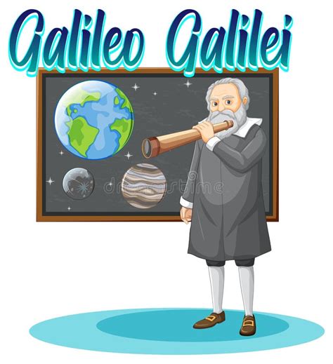 Portrait Of Galileo Galilei In Cartoon Style Stock Vector