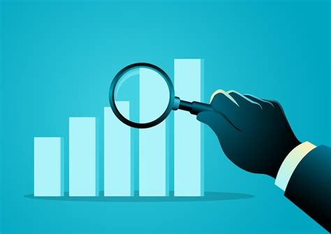 Premium Vector Man Examines A Graph Chart With A Magnifying Glass