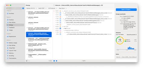 Intercom Sdk Attributed To High Battery Usage In Xcode Community