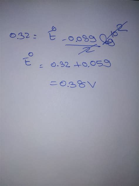 If Electrode Potential Of 001 M Cu2 Cu Is 032 V Then What Will Be