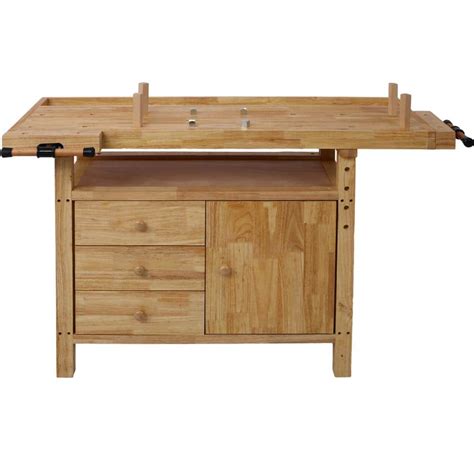 gogexx 50 in w wood workbench rubberwood workbench with 4 drawers ym