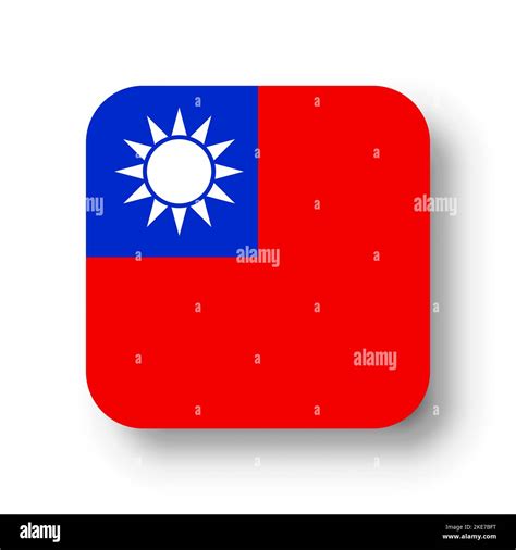 Taiwan Flag Flat Vector Square With Rounded Corners And Dropped Shadow Stock Vector Image