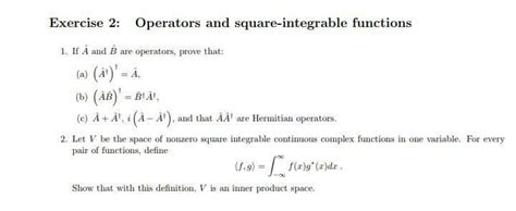 Solved Exercise 2 Operators And Square Integrable Functions
