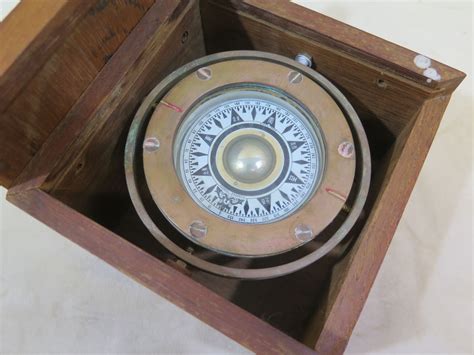 Steamer Brand Binnacle Compass 6 In Box And Lenstatic Military Compass Oahu Auctions