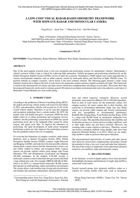 Pdf A Low Cost Visual Radar Based Odometry Framework With Mmwave Radar And Monocular Camera