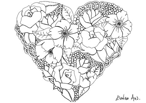 Elanise Art Coeur Fleuri Coloriages De Fleurs Et Végétation à