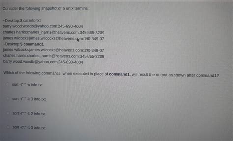 Solved Consider The Following Snapshot Of A Unix Terminal