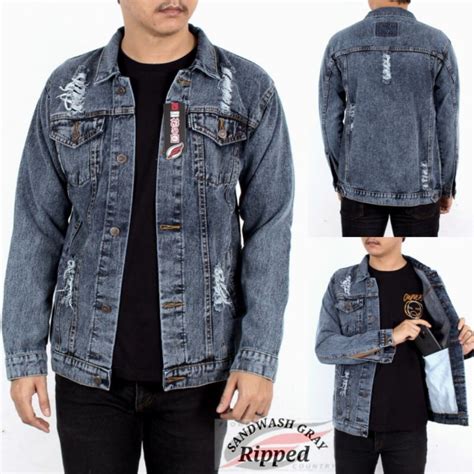 Jual BISA COD ORIGINAL JAKET JEANS SANDWASH JEANS THE BOJIEL JAKET RIPPED FLOWER COUNTRY