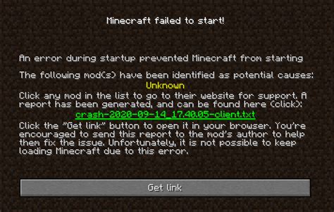 It Says Uknown Prevents Startup Minecraft Worked Perfectly Before
