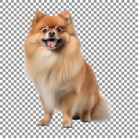 Красивая померанская порода собак изолирована на прозрачном фоне Премиум Psd Файл