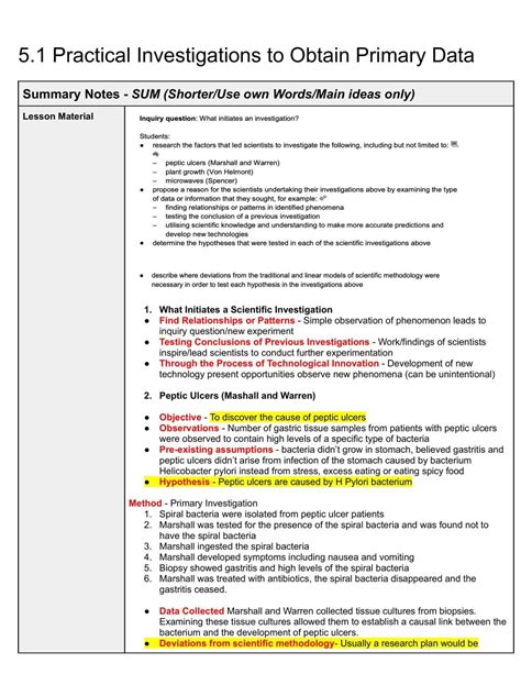 Year 12 Investigating Science All Module Notes Investigating