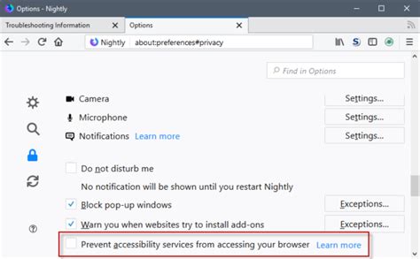 Firefox 57 Lists Third Party Accessibility Tools That May Spy On Users