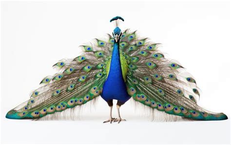 Premium Photo Peacock Portrait On White Background