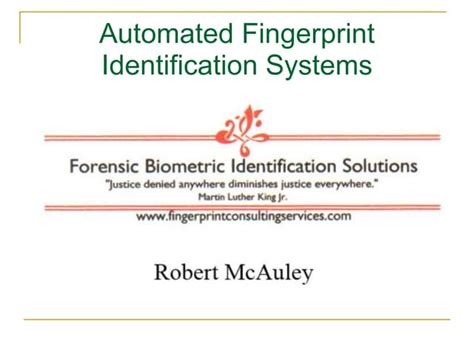 Automated Fingerprint Identification Systems Ppt