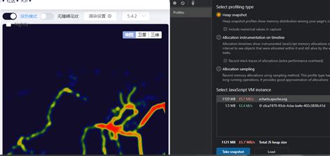 [bug] echarts 使用百度地图组件更新option，total js heap size一直增长，造成内存泄漏 · issue