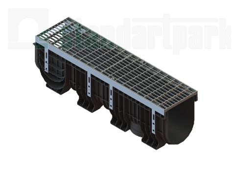 Лоток пластиковый PolyMax Drive DN200 h300 с решеткой ячеистой ОС кл ...