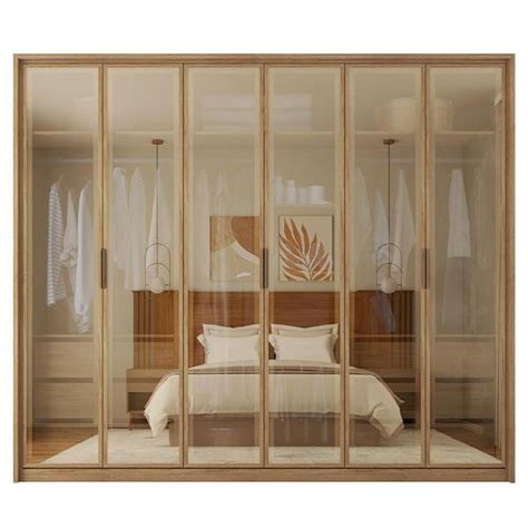 Guarda Roupa Casal 6 Portas Espelho 6 Gavetas Marrom Reflecta Leroy