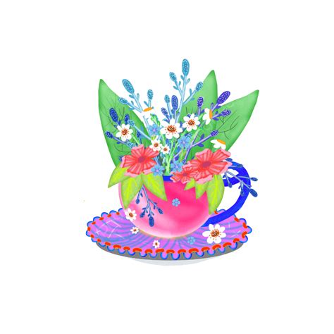 생화 한 잔 꽃 일러스트 커피 패턴 분홍 컵 핑크 Pngtree Png 일러스트 및 Psd 이미지 무료 다운로드 Pngtree