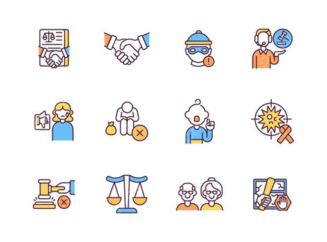 Legal Services Rgb Color Icons Set Illustration Element Set Vector