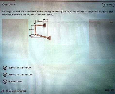 solved question 8 5 points knowing that the instant shown bar ab has