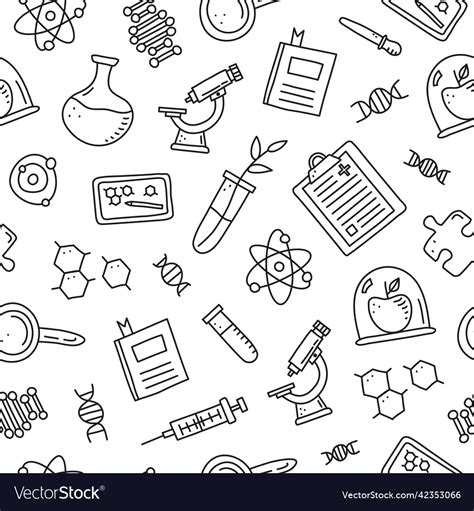 Seamless Pattern With Doodle Genetic Engineering Vector Image