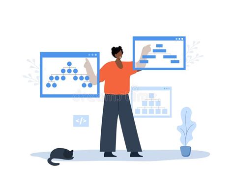 Sitemap Creation Concept Website Seo Management African Female Developer Organizes Site