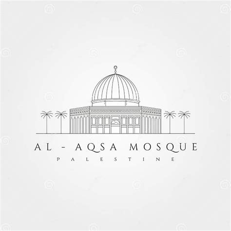 阿克萨清真寺最小徽标矢量图符号插图设计alisra Walmiraj Masjidil Alaqla线艺术设计 向量例证 插画 包括有 拱