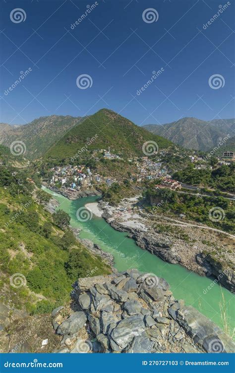Bhagirathi River From Left Side And Alakananda River With Turquoise