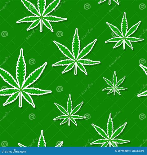Seamless Pattern With Cannabis Leaves Stock Vector Illustration Of