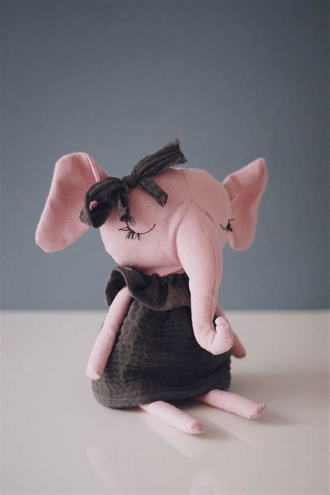 Elefante Lelelerele Hecho A Mano Handmade Rosa Gris Bambula Muselina