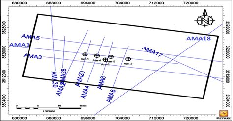 The Base Map Seismic Lines And The Tied Wells In The Study Area