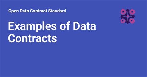 Examples Of Data Contracts Open Data Contract Standard