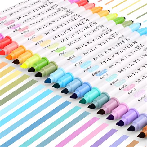 Yoousoo Dual Tip Pastel Highlighters 24 Pack Aesthetic