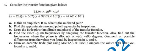 solved 1 consider the transfer function given below