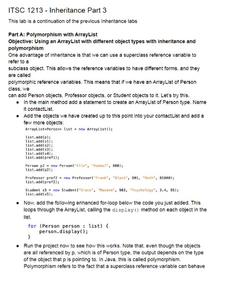 Itsc 1213 Inheritance Part 3 This Lab Is A