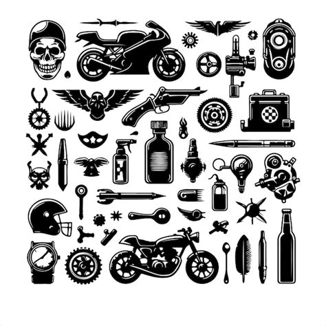 Premium Vector Vintage Motorcycle Elements Collection Vector Set Of