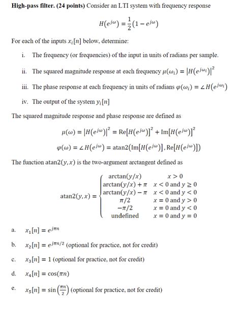 Solved High Pass Filter 24 Points Consider An Lti System