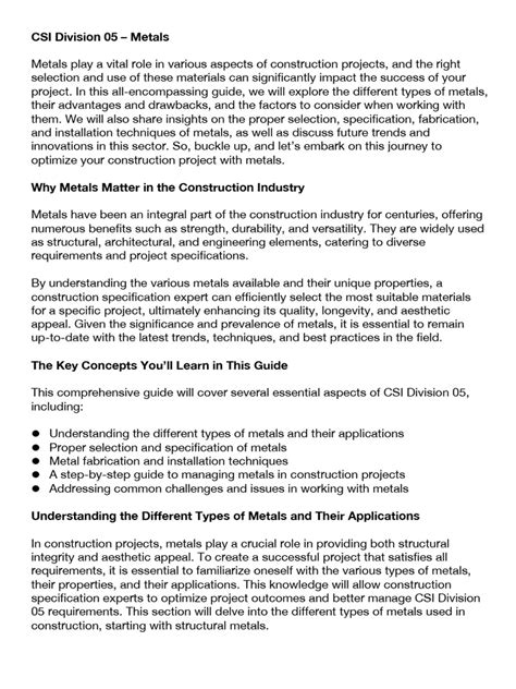 Csi Division 05 Metals Pdf Corrosion Metals