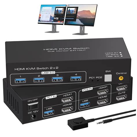 SPSWHD K Hz HDMI KVM KEF Switch Monitors Computers K Hz Dual Monitor KVM Switches For PC