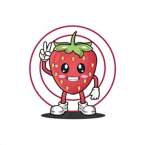 Premium Vector A Cartoon Of A Strawberry Character With A Red Circle