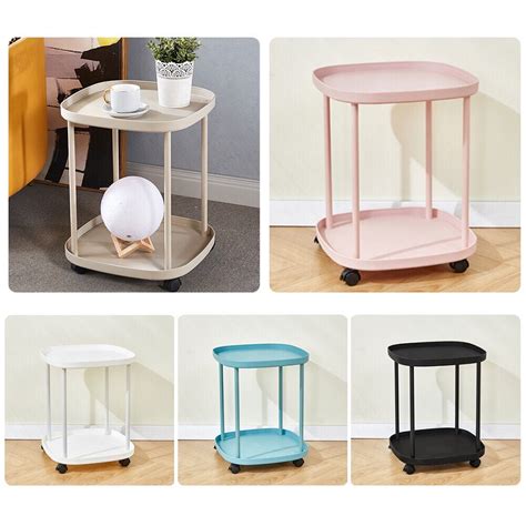 Quellquest Side Table With Wheels End Table Living Room Plastic Mobile