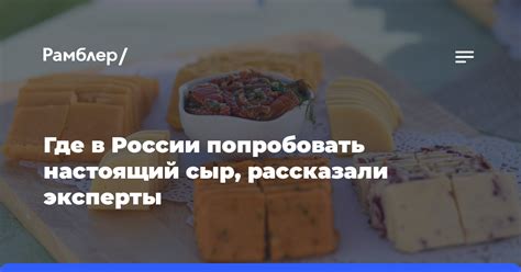 Где в России попробовать настоящий сыр, рассказали эксперты - Рамблер ...