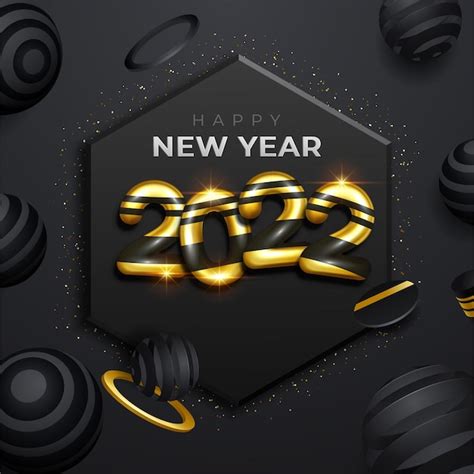Luxe Gelukkig Nieuwjaar Wenskaart Premium Vector