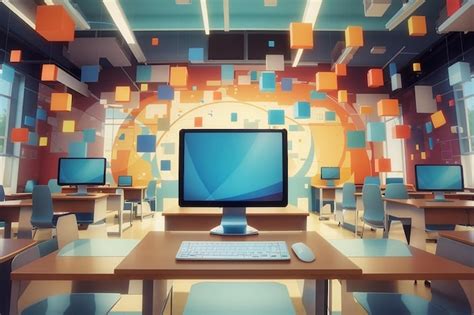 Premium Photo Computer Classroom Concept Abstract Background